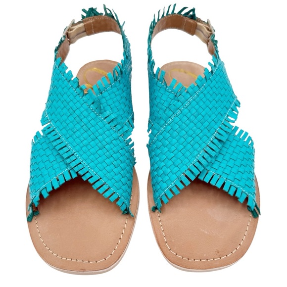 Cuple | Shoes | Cuple Woven Leather Turquoise Criss Cross Slingback ...